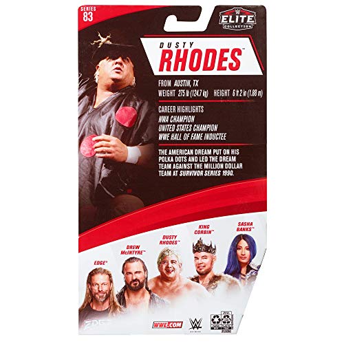 WWE Dusty Rhodes Elite Collection Series 83 Action Figure 6 in Posable Collectible Gift Fans Ages 8 Years Old and Up