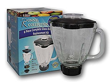 Ronnel Collection 6-Piece Square Blender Glass Jar Replacement Kit for Oster Blender, 1.6 Liter - 6.8 Cup
