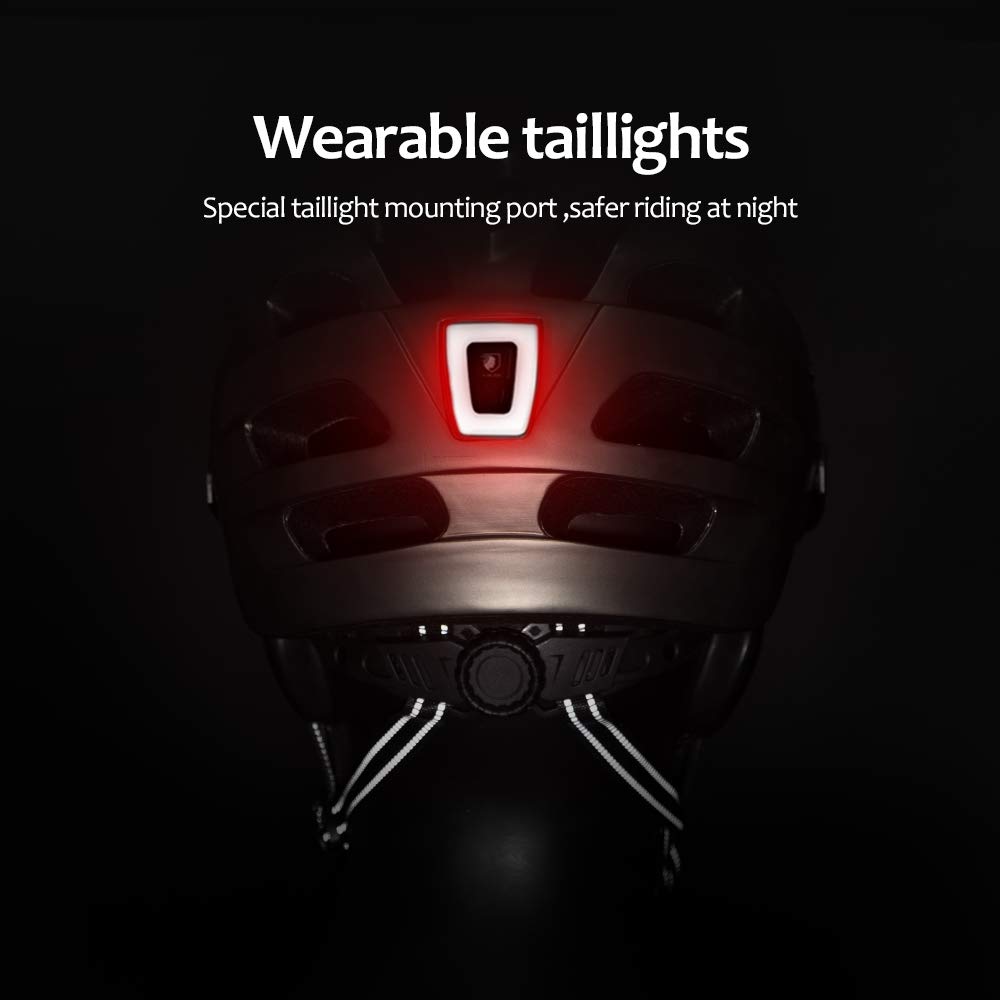 CIGNA Mountain Bike Helmet CPSC Certified for Adults Men/Women, Adjustable MTB Cycling Bicycle Helmet with Rechargeable Led Light Long Detachable Visor - Titanium