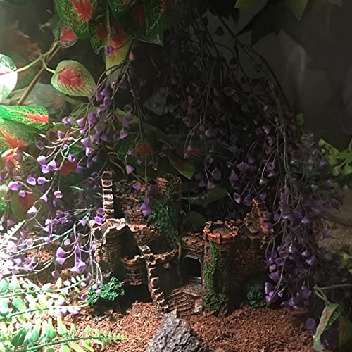 MUYG 2 PCS Reptile Plants for Terrarium, Plastic Hanging Plant with Suction Cup for Bearded Dragon Lizard Gecko Chameleon Tank Habitat Decoration