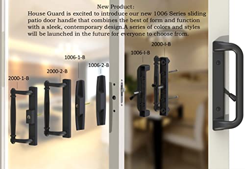 House Guard Black Patio Door Handle Set with Mortise Lock,Suitable for Replacement Sliding Doors Lock 3-15/16”Screw Hole Spacing.Choices That Add a Unique to Your Patio Glass Sliding Door.