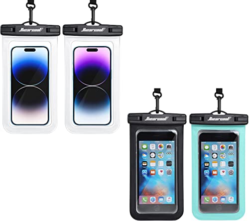 Hiearcool Universal Waterproof Phone Pouch, Waterproof Phone Case Compatible for iPhone 14 13 12 11 Pro Max XS Plus Samsung Galaxy S22 Cellphone Up to 7.2", IPX8 Cellphone Dry Bag for Vacation-4 Pack