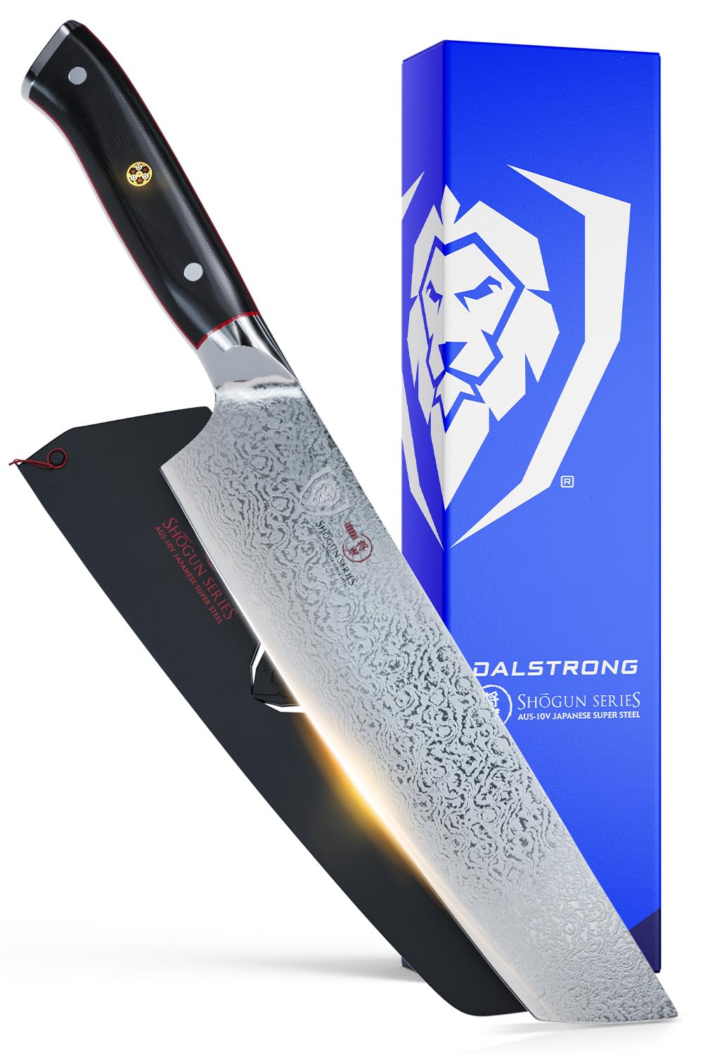 Dalstrong Tanto Style Chef Knife - 8 inch - Shogun Series ELITE - Damascus - Japanese AUS-10V Super Steel - Black G10 Handle - Kitchen Knife - Razor Sharp - w/Sheath
