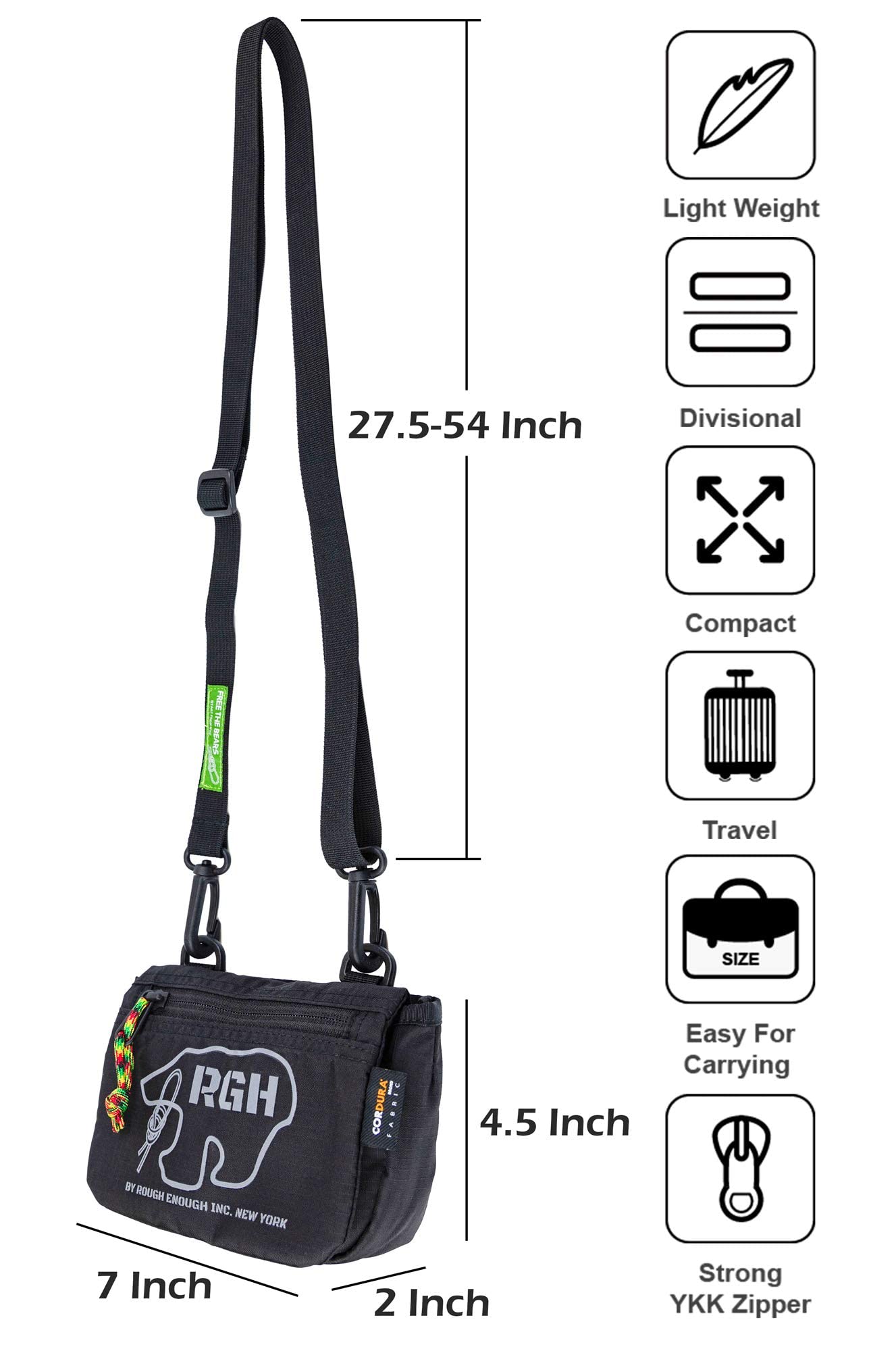 Rough Enough Small Black Crossbody Purse Cellphone Wallet Insert for Womens Teen Girls Travel
