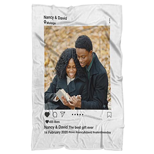 Personalized Official Social Media Post Style Blanket, Custom Name & Text Blanket Gifts for Him Her Men Women, Anniversary Ideas with Photo Throw Blankets