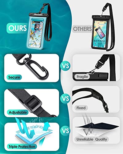 Hiearcool Universal Waterproof Phone Pouch, Waterproof Phone Case Compatible for Cellphone Up to 7.2", IPX8 Cellphone Dry Bag for Vacation-6 Pack