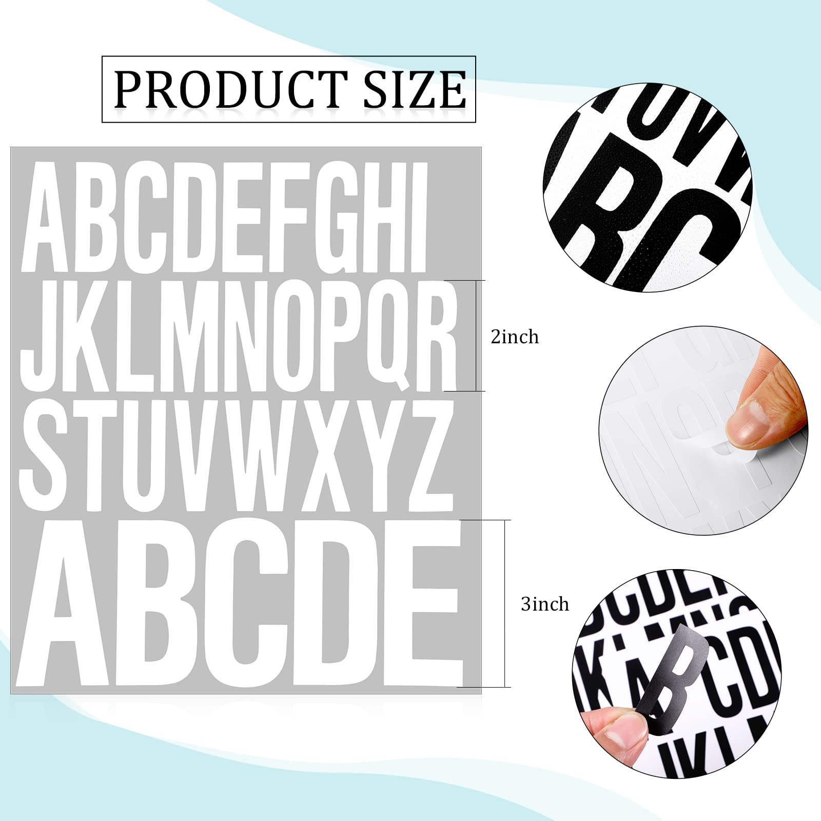 Gersoniel 8 Sheet Halloween Letter Stickers Alphabet Sticker Self Adhesive Letters Vinyl Letter Decals Stick on Letters for Poster Board Sign Craft Mailbox Wal Decor(2 Inch, 3 Inch,White, Black)