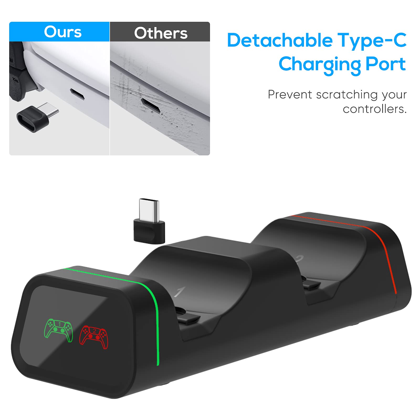 Controller Charger Compatible with PS5/ Compatible with Xbox Series X&S/ Compatible with Nintendo Switch / Compatible with Elite 2, Multifunctional Dual USB Fast Charging Station Charging Dock