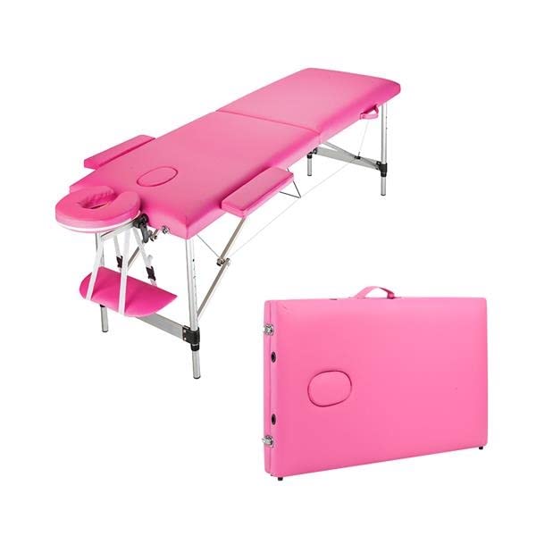 CXDTBH Massage Table Bed 2 Sections Folding Portable Aluminum Foot SPA Professional Beauty Equipment 60CM Wide (Color : Black)