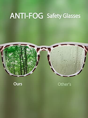Feaglo Safety Glasses, Anti Fog Safety Goggles for Women Men, Blue Light Blocking with Clear Lens, 4Pack Stylish Eye Protection Glasses with side Shield