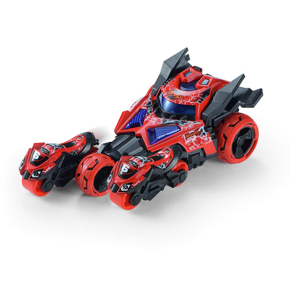 Pull Back Cars Toys, Pull Back Vehicles Motorcycle Launcher Toy Die-cast 3 in 1 Catapult Race Trinity Chariot (Red)
