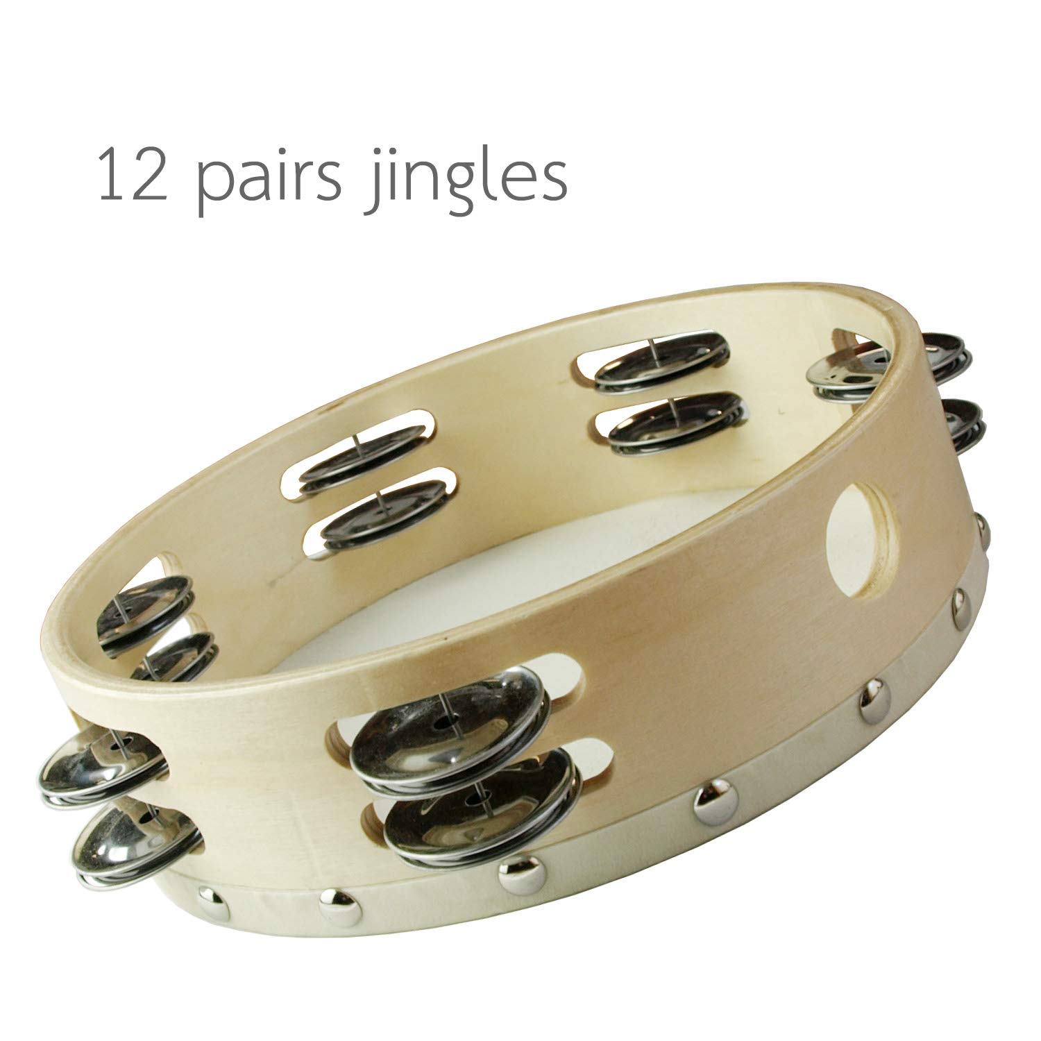 Tambourine 8 inch Double Row Jingles - Handheld Tambourine for Church Kids Adults