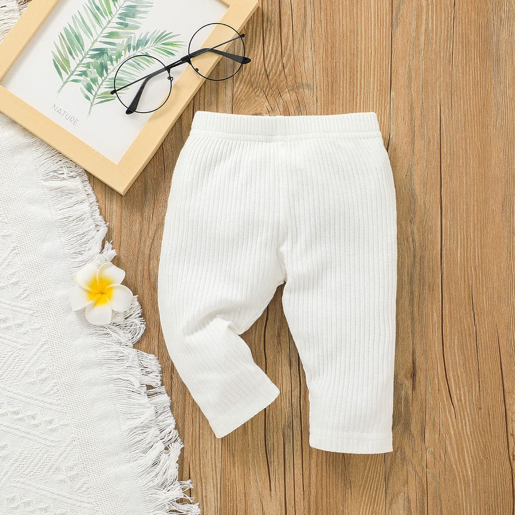Lala Bear Infant Baby Girl 3 Pack Solid Pants and Casual Leggings Pink & White & Grey 0-3 Months