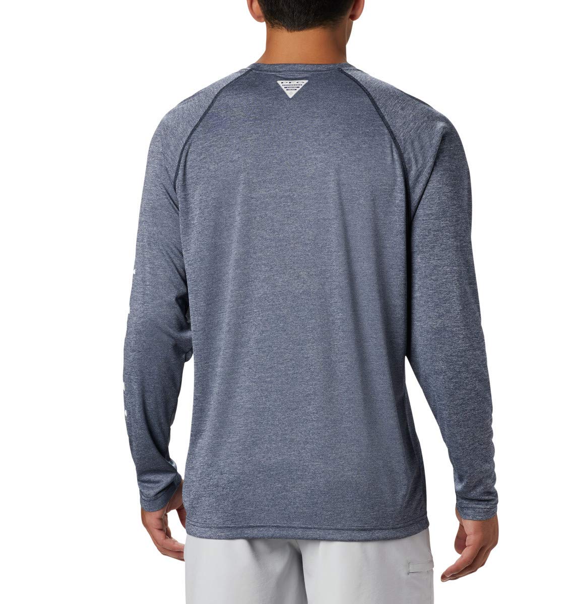 Columbia Men's PFG Terminal Tackle⢠Heather Long Sleeve Shirt,Collegiate Navy Heather/White Logo,X-Large