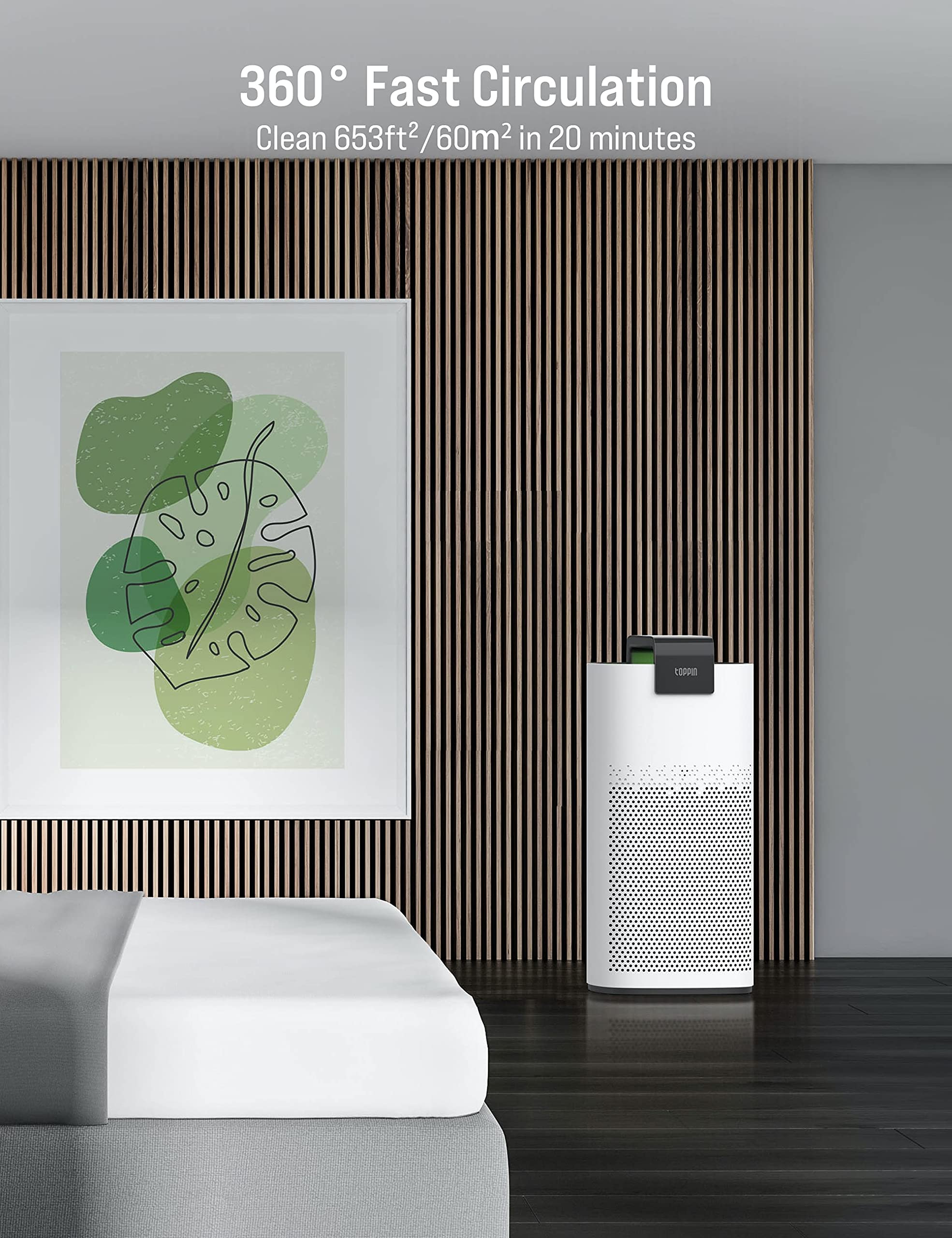 TOPPIN Filter Replacement H13 True HEPA Air Filter for TOPPIN TPAP005 AP005 TP-AP005 Air Purifier to Clean Pets Hair Smoke Odors Dust Pollen Home and Room 1500 to 2000 sq ft
