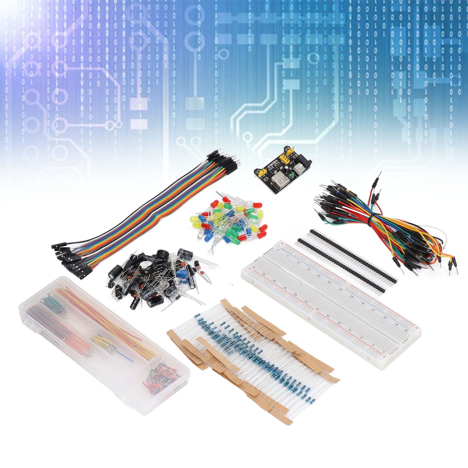 Electronics Component Kit, 830 Tie Points Breadboard Electronics Component Assortment Direct Insert Convenient Clear Labels Easy Finding for DIY