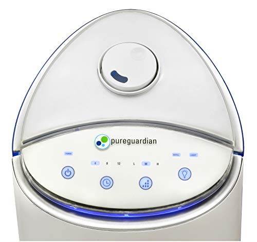 PureGuardian Ultrasonic Cool Mist Humidifier, 100 Hrs. Run Time, 1.5 Gallon Tank, 440 Sq. Ft. Coverage, Medium Rooms, Quiet, Filter Free, Essential Oil Tray, White, H3200WAR