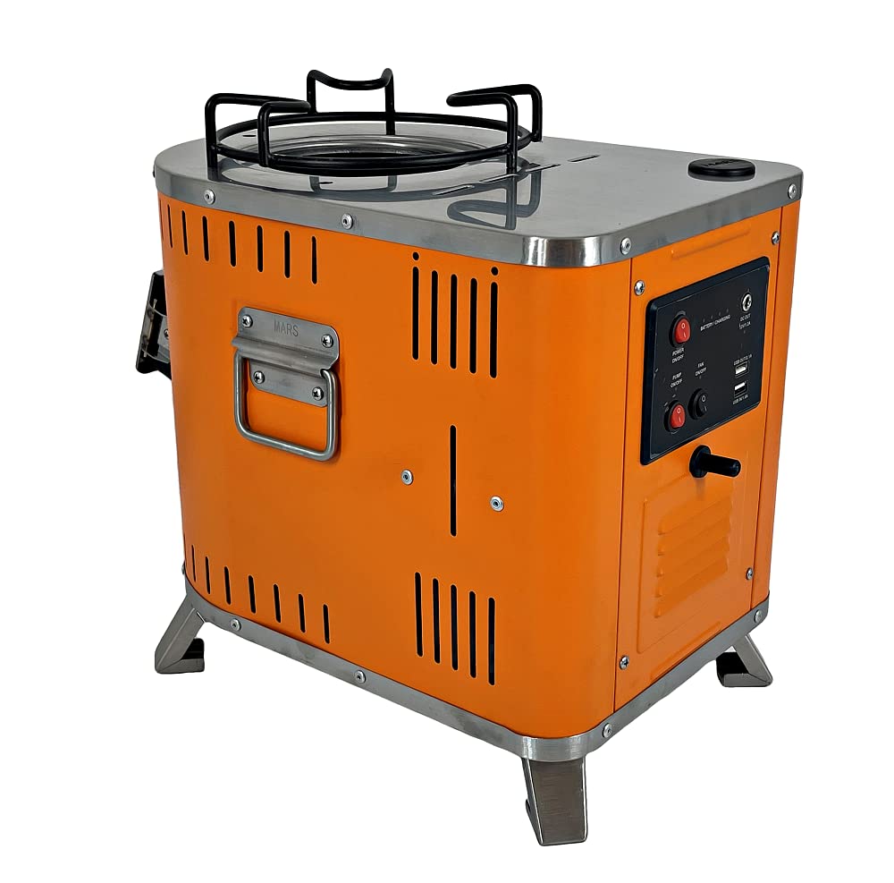 Drifters Portable Thermo-Electric Camp Stove for Wood, Pellet, Charcoal Cooking with Built-In Electricity Generator, 6000 mAH Battery and USB Plugs