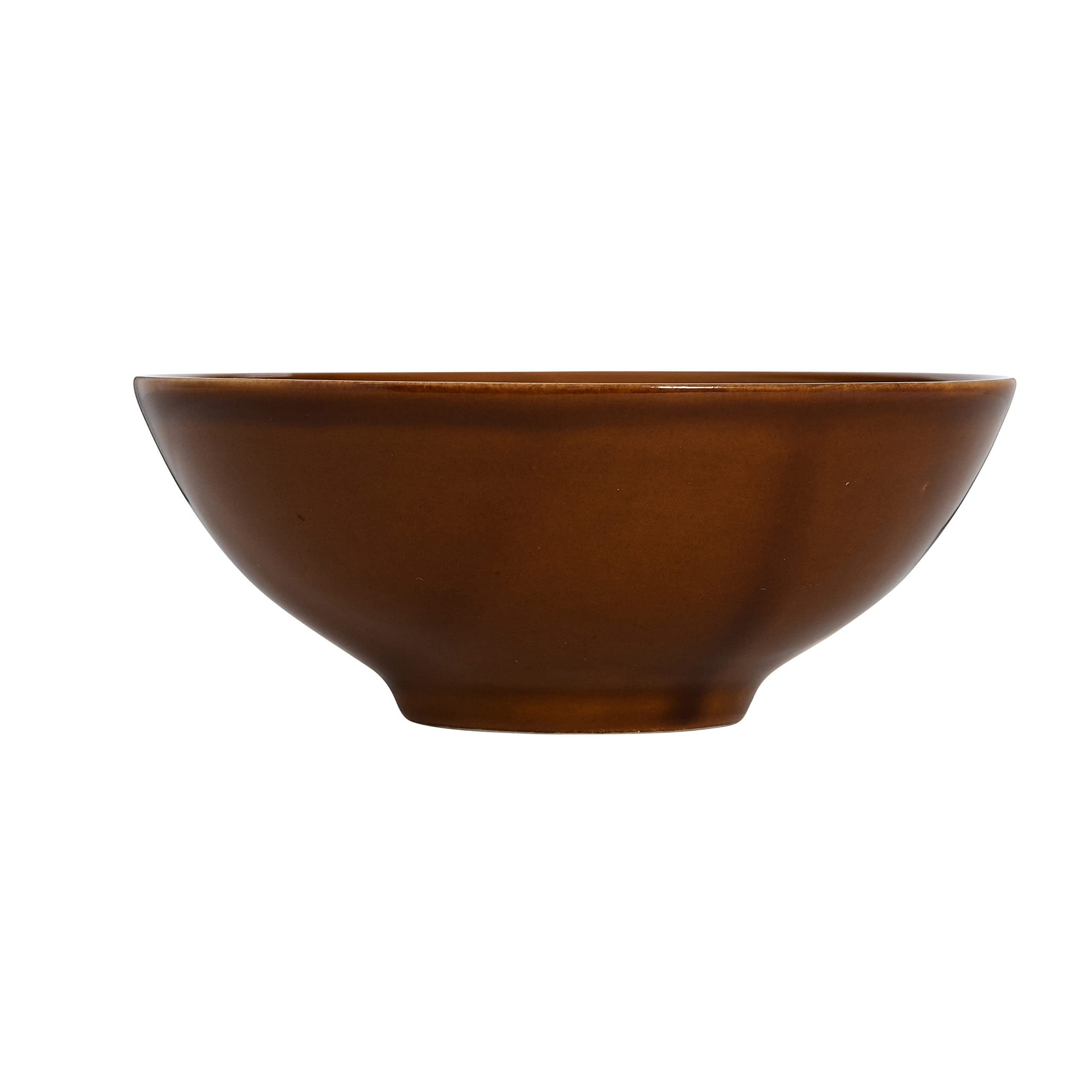 Creative Co-Op Hand Painted Stoneware Bowl, Set of 4 Serveware, 5"L x 5"W x 2"H, Brown & Cream