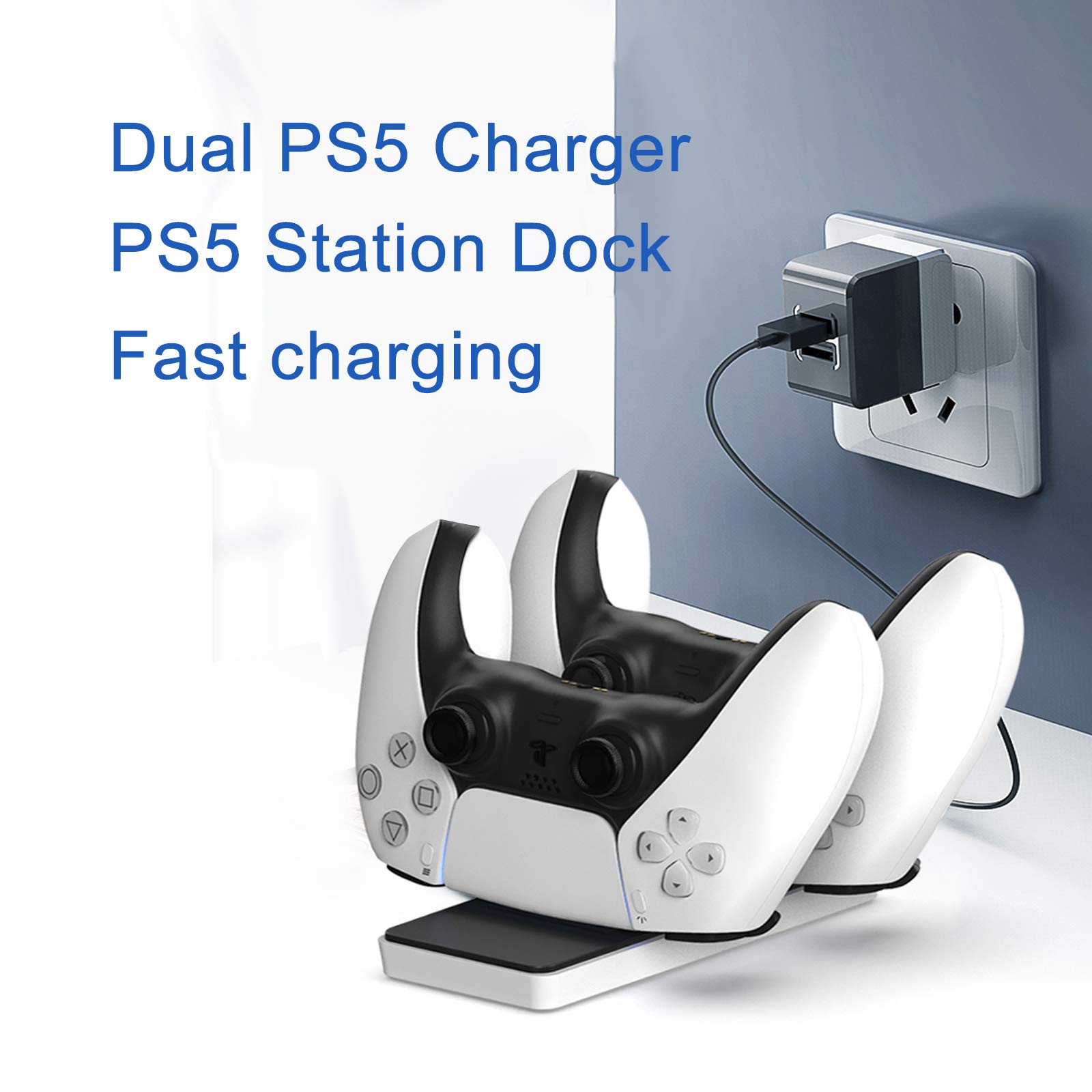 Charging Station for PS5 Controller, Charger with Dual USB C Ports for PS5, Charging Stand Dock for P5 Controller