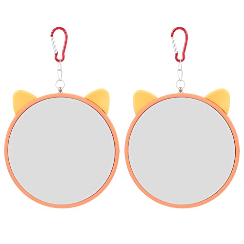 POPETPOP 2Pcs Bird Mirror Parrot Hanging Swing Mirror Toys Bird Interactive Playing Toy for Chicken Cockatiel Parakeets Canaries Budgie Cage Accessories