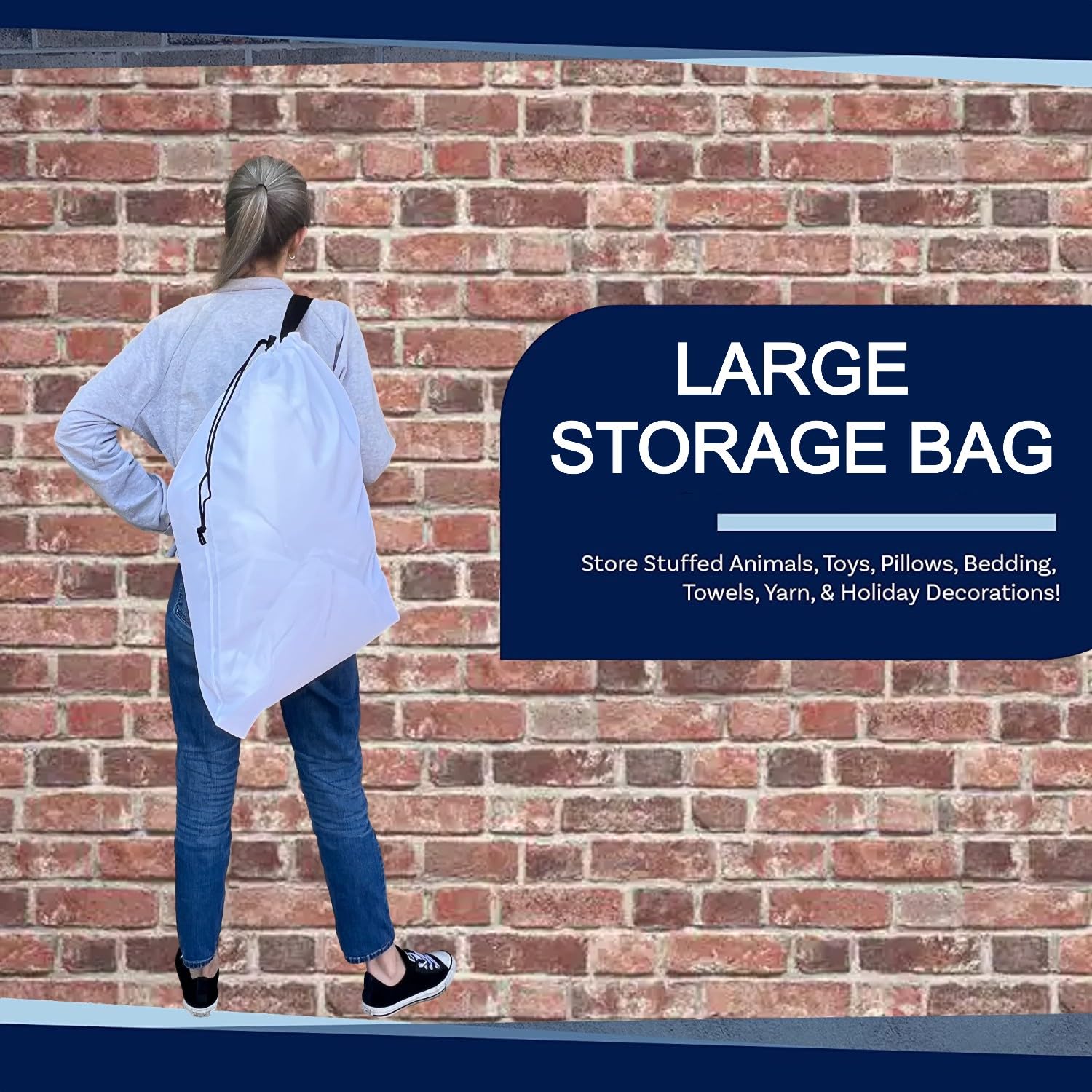 Heavy Duty Laundry Bag w/Shoulder Strap, 22" x 28", 210 Denier Polyester, Holds 2 Loads or 35 lbs, Plus 1 Lavender Sachet (NAVY BLUE)