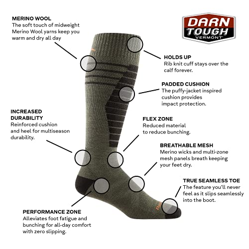 Darn Tough Vermont Edge OTC Midweight with Cushion w/Padded Shin Cedar XL (US 12.5-14.5)