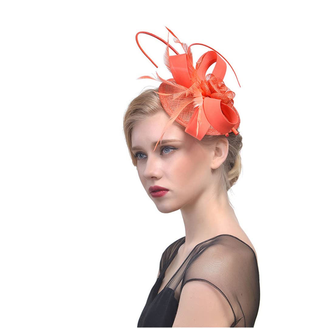 Cotton Mesh Hat for Women Wedding Solid Cocktail Tea Party Hair Accessories Hairpin Headband Navy