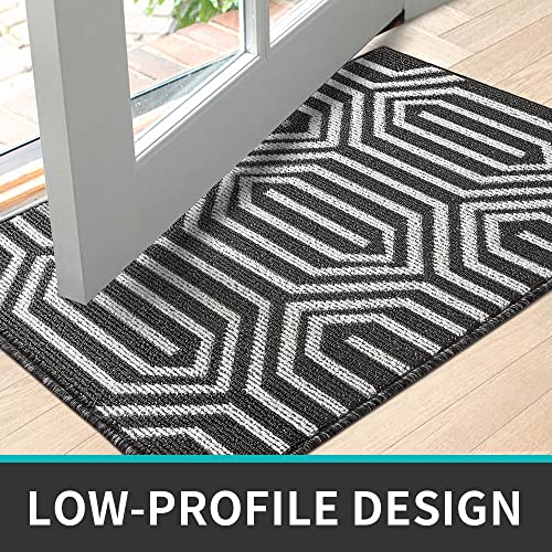 DEXI Indoor Door Mat Durable Front Door Mats for Entryway, Non Slip Absorbent Resist Dirt Entry Rug, 20"X31" Doormat Indoor Entrance, Machine Washable, Black