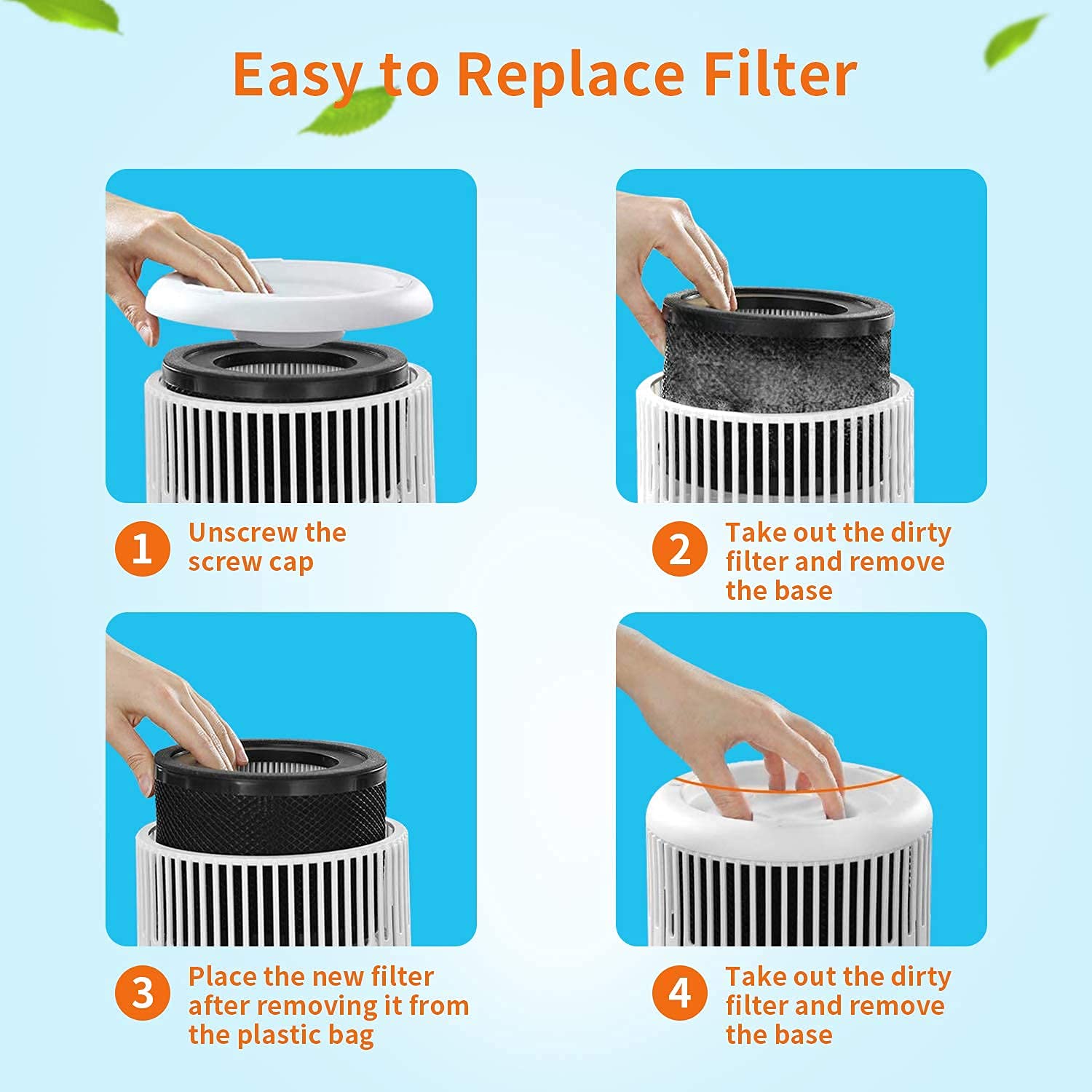 Ximoon 3-in-1 H13 True HEPA Replacement Filter for TaoTronics, TT-AP001 and VAVA VA-EE014 Air Purifier