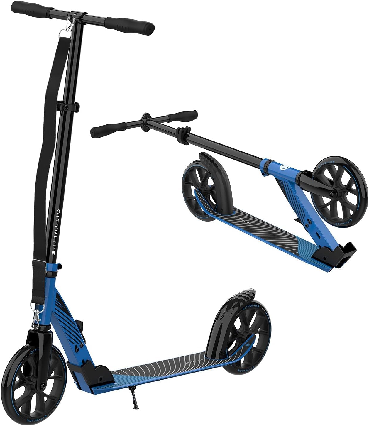 CITYGLIDE C200 Scooter for Adults -Foldable, Lightweight, Adjustable Adult Scooter 220lbs Capacity - Kick Scooters for Adults with Carry Strap and Kickstand (Black)
