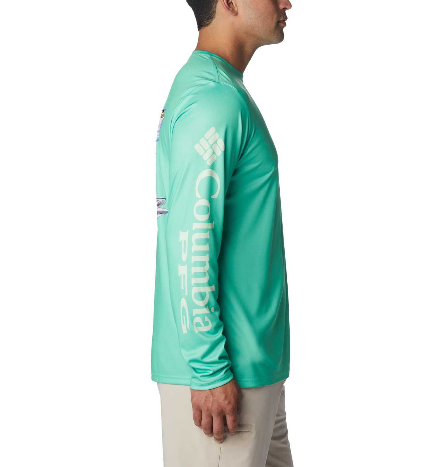 Columbia Men's Terminal Tackle PFG Carey Chen Long Sleeve, Light Jade/Pelagic Trio, X-Large