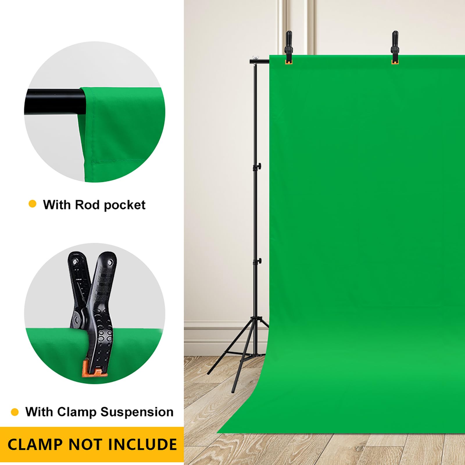 CPLIRIS 10x20ft Green Screen Backdrop for Photography, Chromakey Large Green Screen Pure Polyester Collapsible Green Fabric for Photoshoot, Game Live Steaming,Video Conference