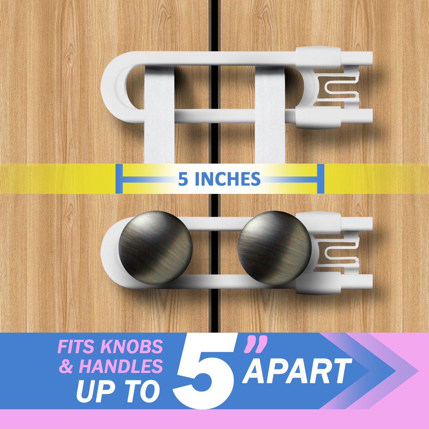Child Safety Sliding Cabinet Locks (8 Pack) - Baby Proof Knobs, Handles, Doors - U Shape Sliding Safety Latch Lock - Jool Baby
