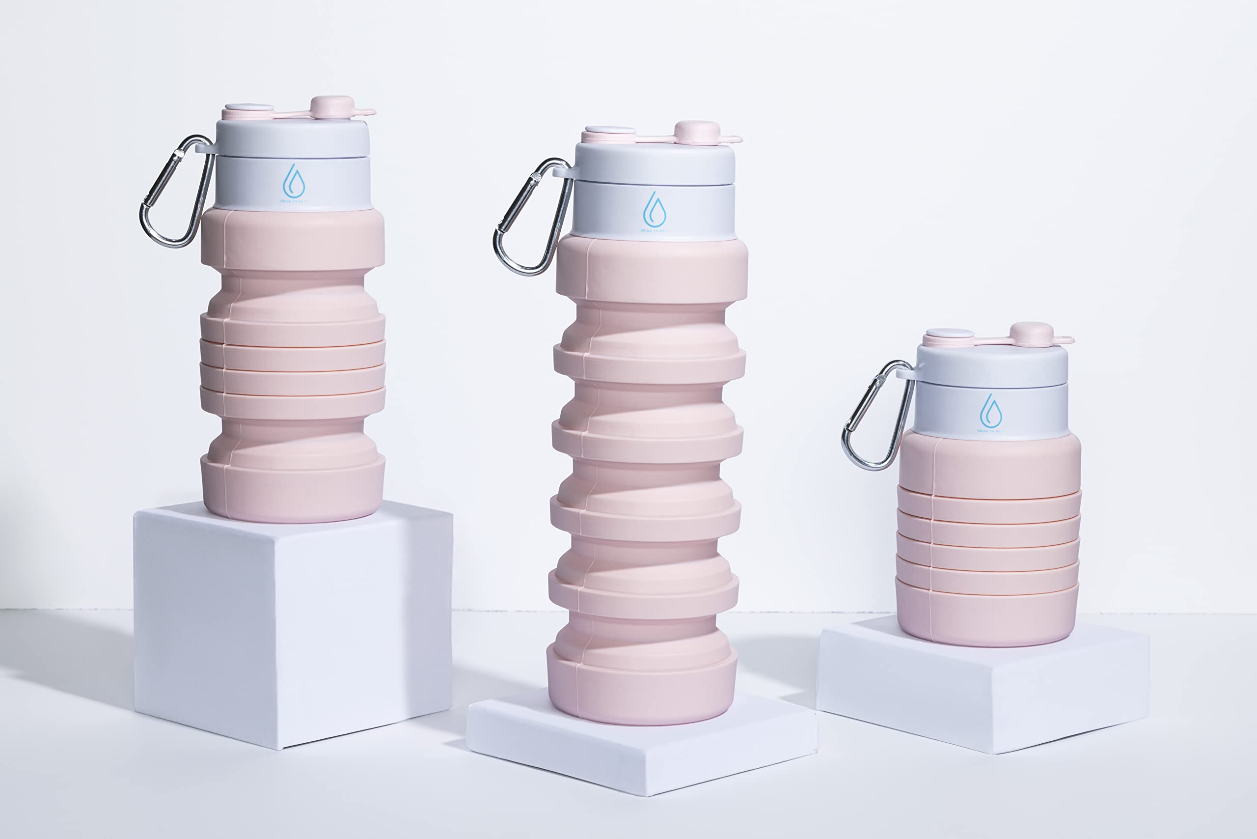 DRINK THIRSTY Collapsible Water Bottle | BPA free and food-grade silicone | 500mL | Convenient and perfect for everyday use (Sky Blue)