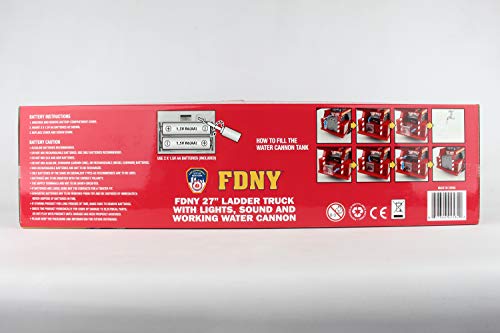 Daron FDNY 27' Ladder Truck with Lights, Sounds and Working Water Cannon 2019 New