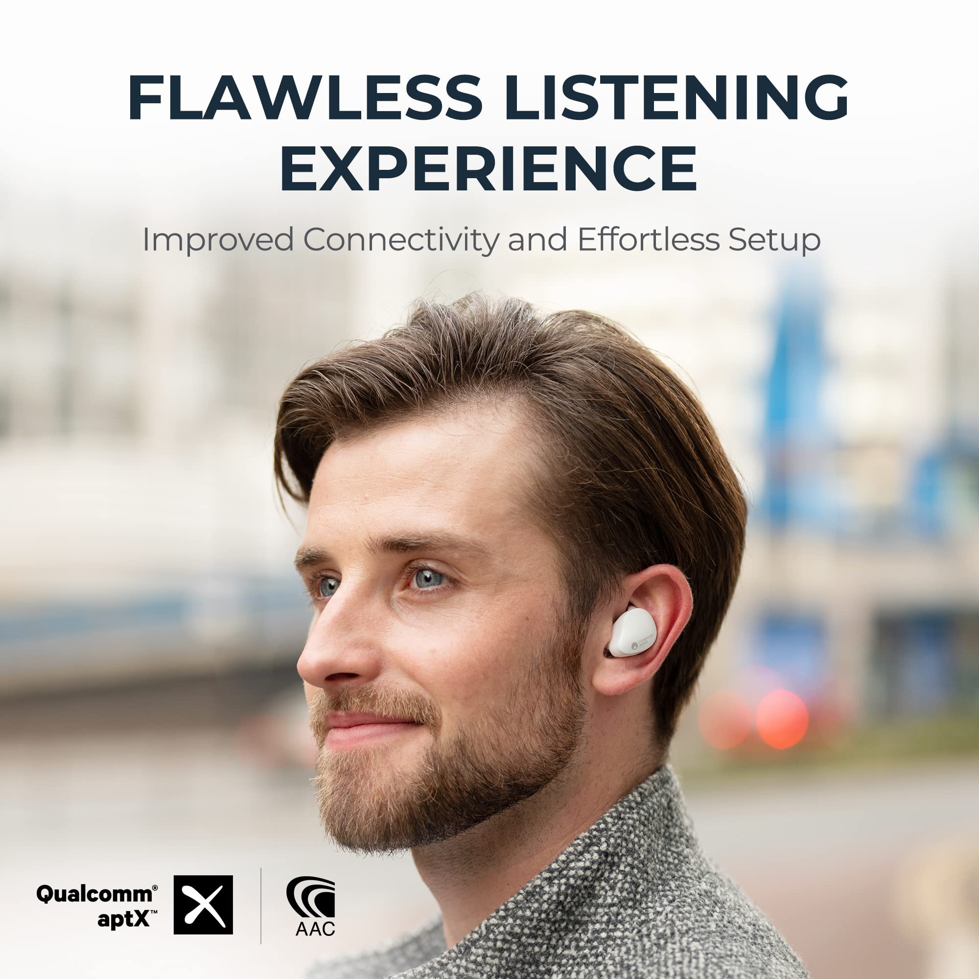 Cambridge Audio Melomania Touch Earbuds, True Wireless Bluetooth 5.0, Hi-Fi Sound, in-Ear Stereo Ear Buds for iPhone and for Android (White)