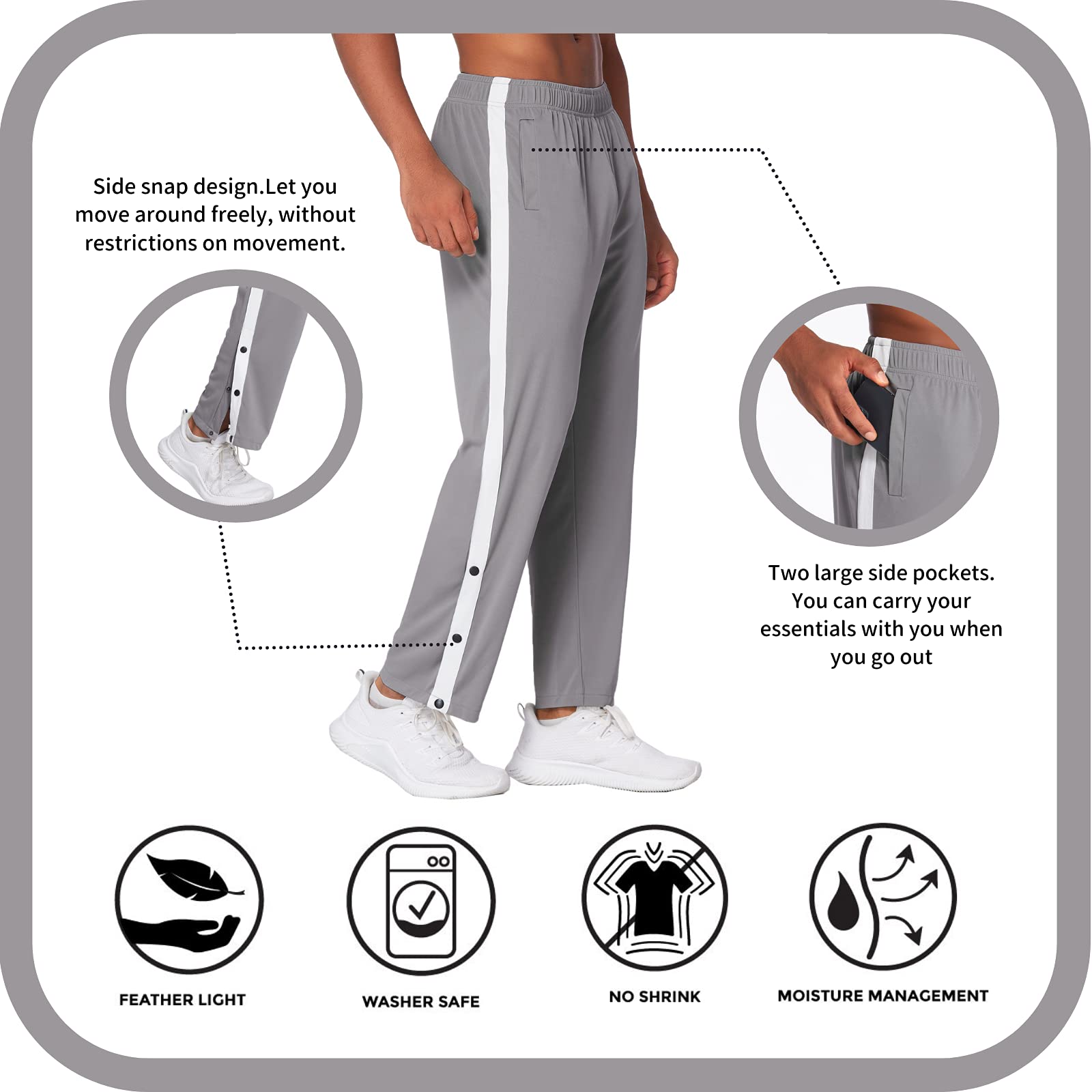 Deyeek Mens Wide Leg Sweat Pants Open Bottom Baggy Athletic Pants with Drawstring Lightweight Warm-Up Sweatpants Black
