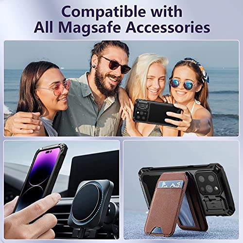 for iPhone 14 Pro Case Metal,with MagSafe [10FT Military-Grade Protection][Built-in Camera Ring Stand] [Built-in 9H Glass Camera Lens & Screen Protection] Protective Rugged Heavy Duty Case (Black)