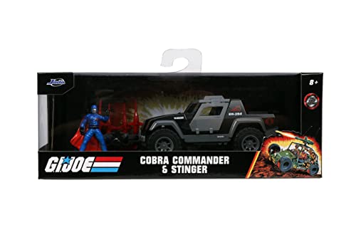 Jada Toys G.I. Joe 1:32 Stinger Die-cast Car with 1.65" Cobra Commander Figure, Toys for Kids and Adults,Grey
