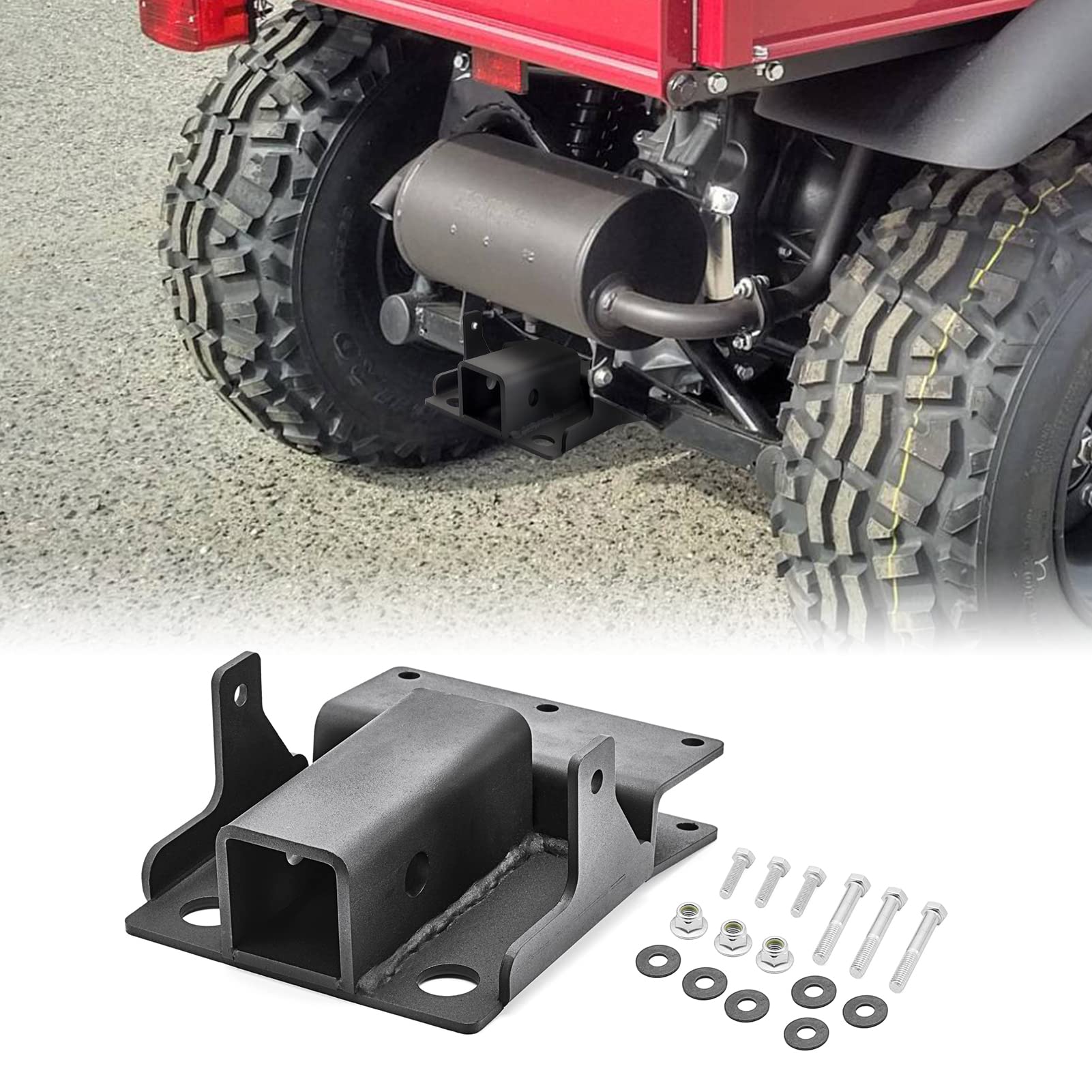 Dasen Rear Reverse 2" Receiver Trailer Tow Hitch Compatible with 2005-2016 Kawasaki Mule 600 610 and 2017-2024 Mule SX