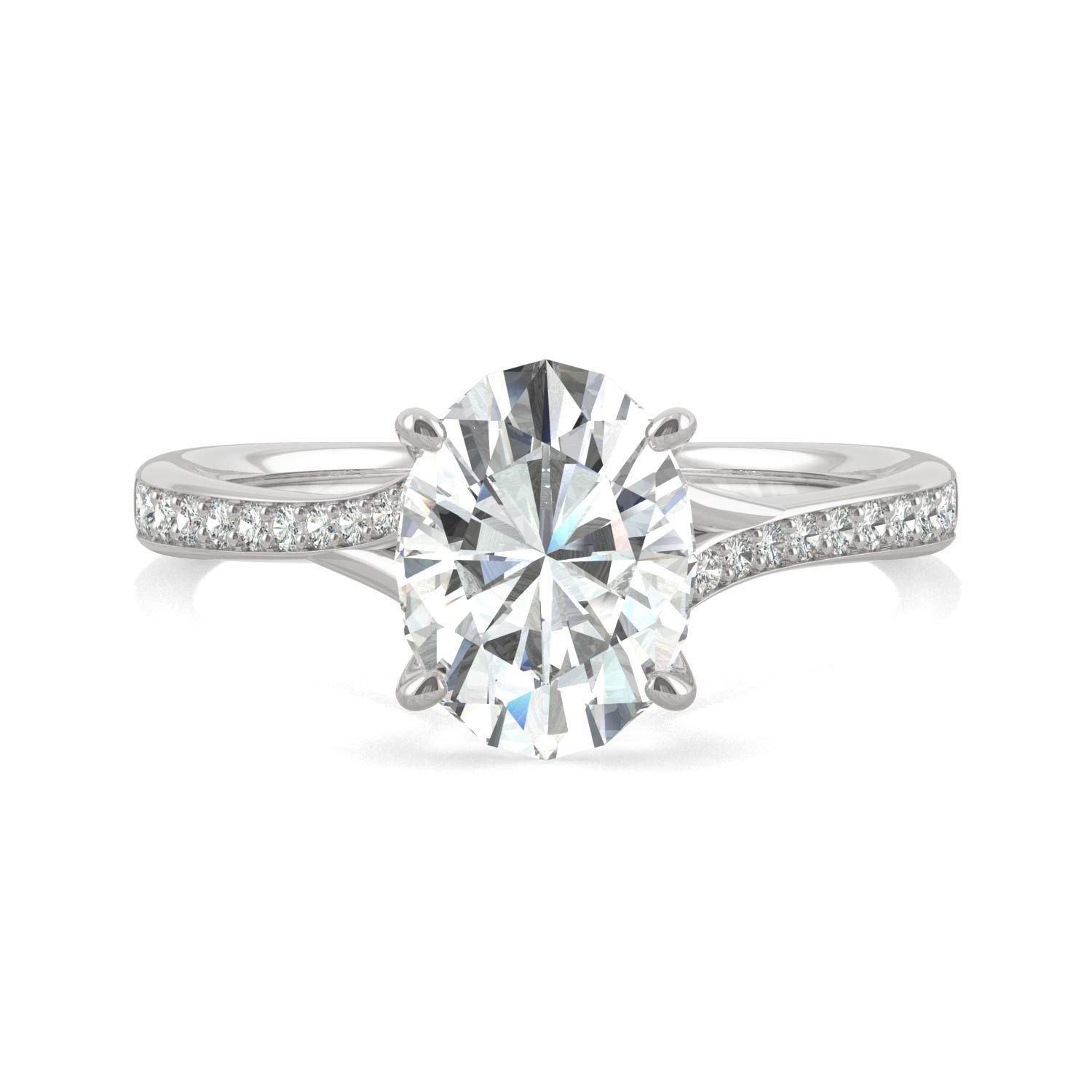 Charles & Colvard Created Moissanite 9x7mm Oval Cut Engagement Ring for Women | 2.25 cttw DEW | Lab Grown | Solid 14K White Gold with Rhodium | Size 7