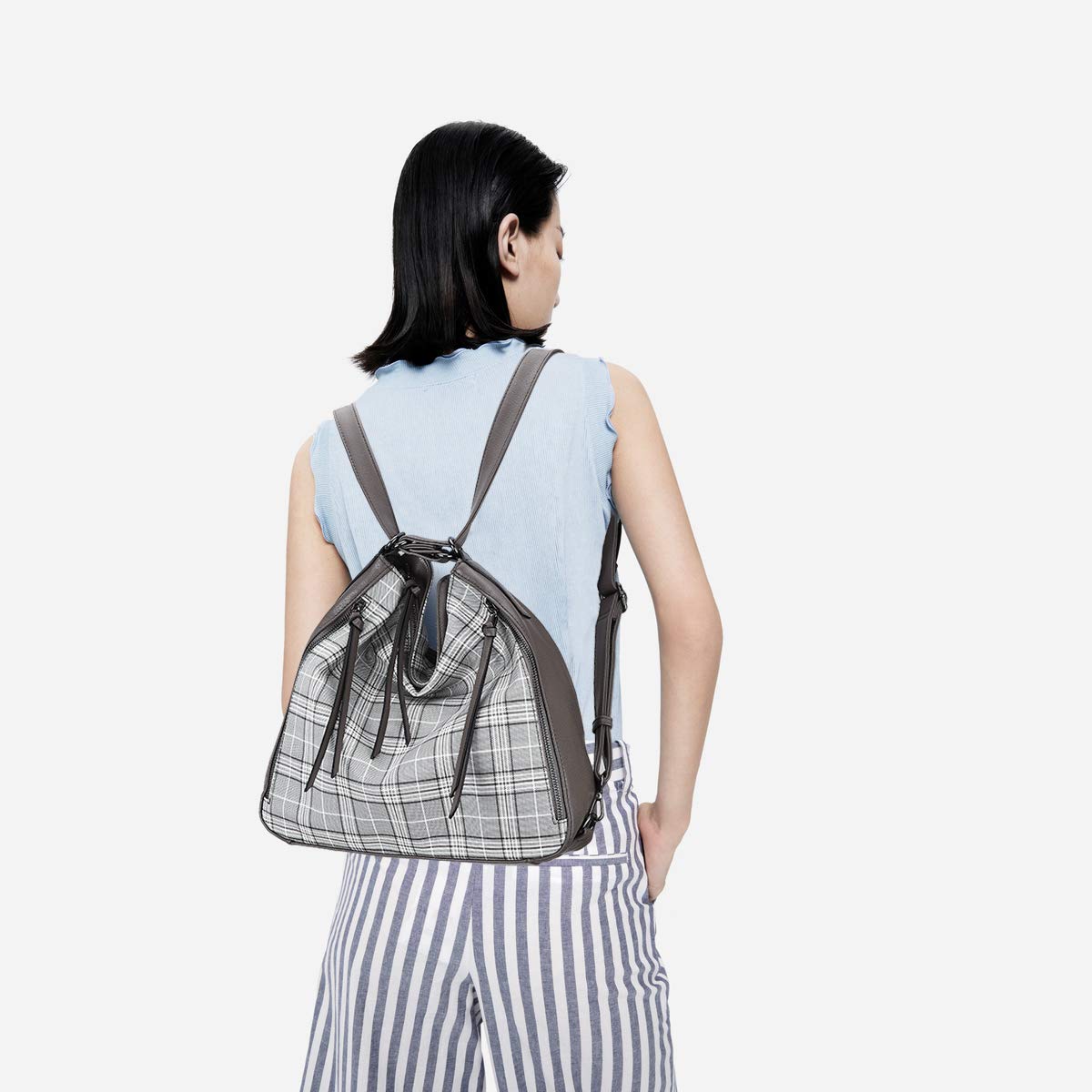 Convertible Backpack Purse For Women Handbag Hobo Tote Satchel Shoulder Bag - Smooth Dark Purple