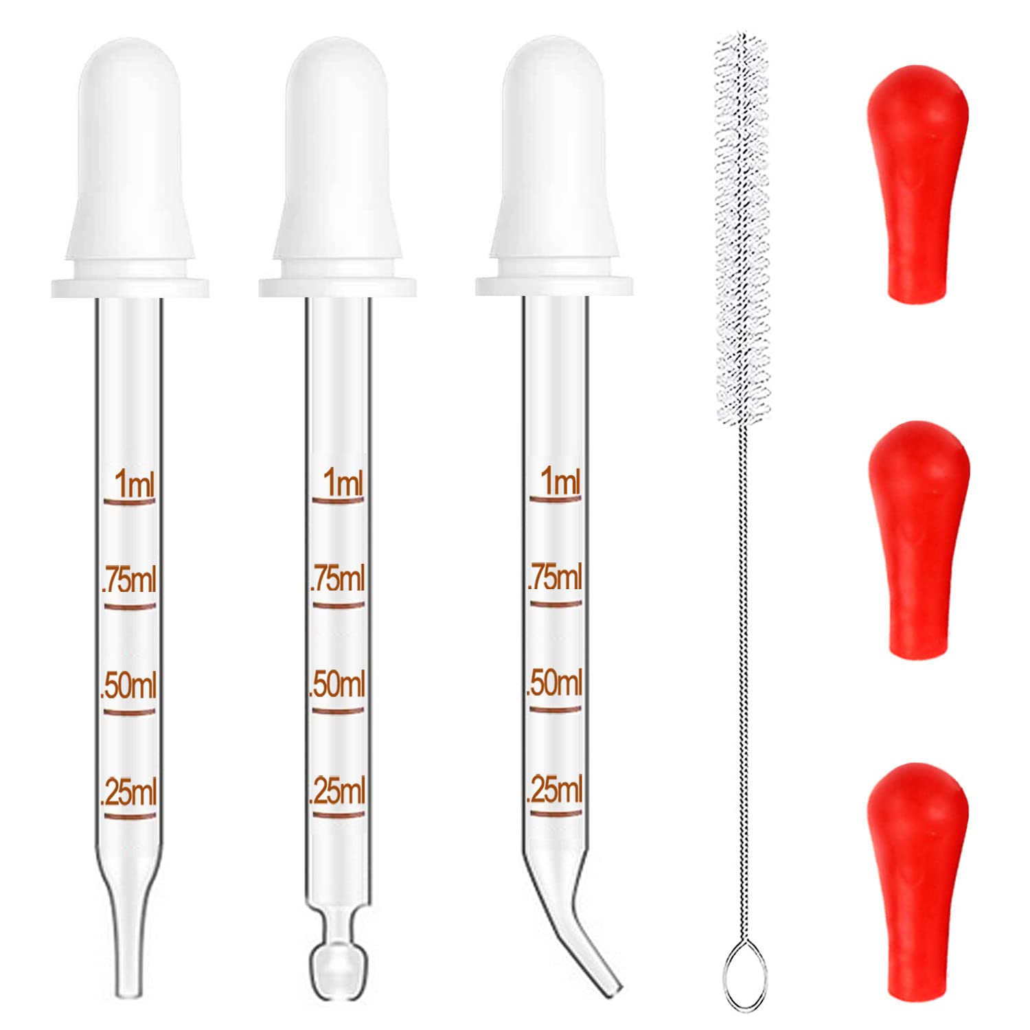 P-ABC 2PCS Droppers Pipettes, 1ml Essential Oil Dropper, Glass Liquid Droppers,Straight Tip Calibrated Glass Dropper (Straight tip droppers)