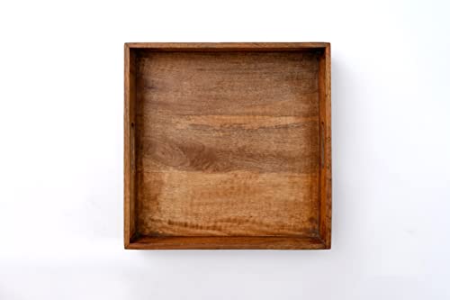 FIGTREE - Set of 2 | 12β-14β Wooden Serving Trays for Platter Drinks, Appetizers, Fruits, & Decor, Coffee Table Tray for Dining (Square)