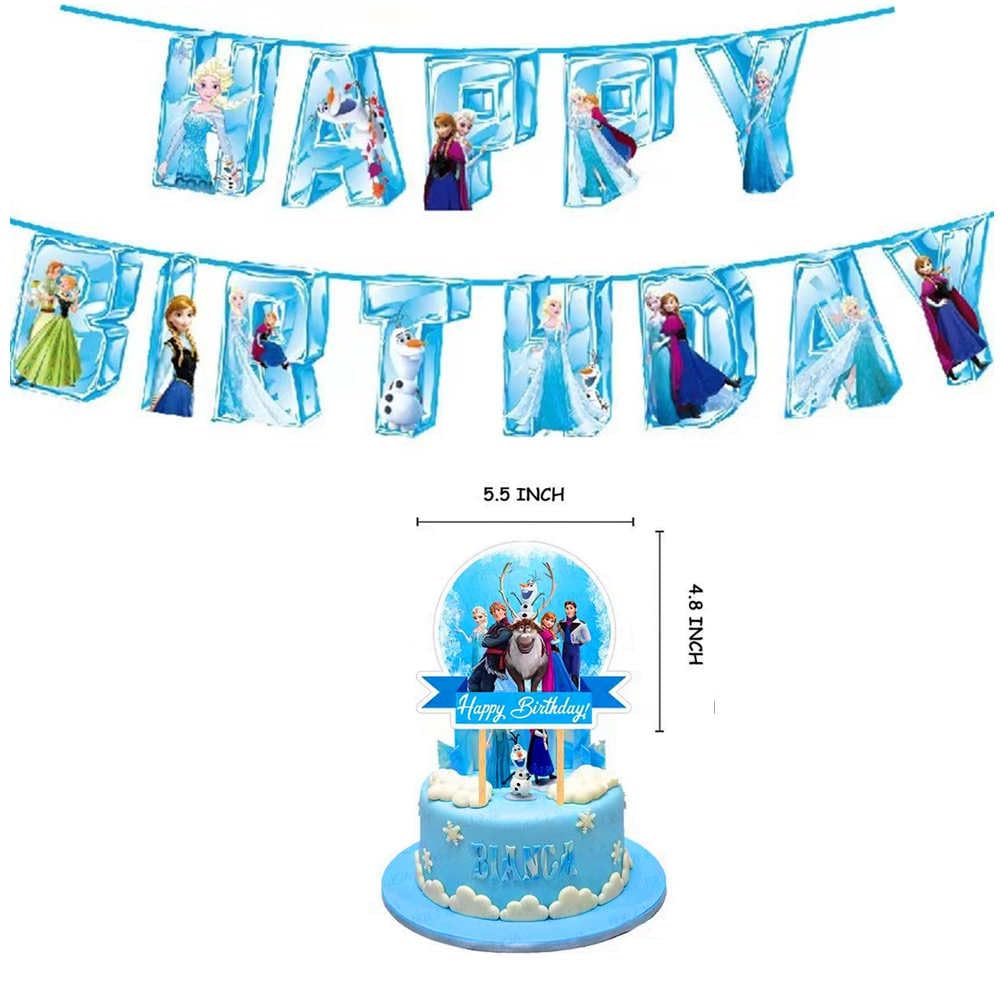 Frozen Birthday Party Supplies Set ,Frozen Party Decorations ,Frozen Party Supplies | Set includes Banner, Tablecloth, Cake Plates,follow balloons, Napkins, tattoo stickers, Serves 20Guests