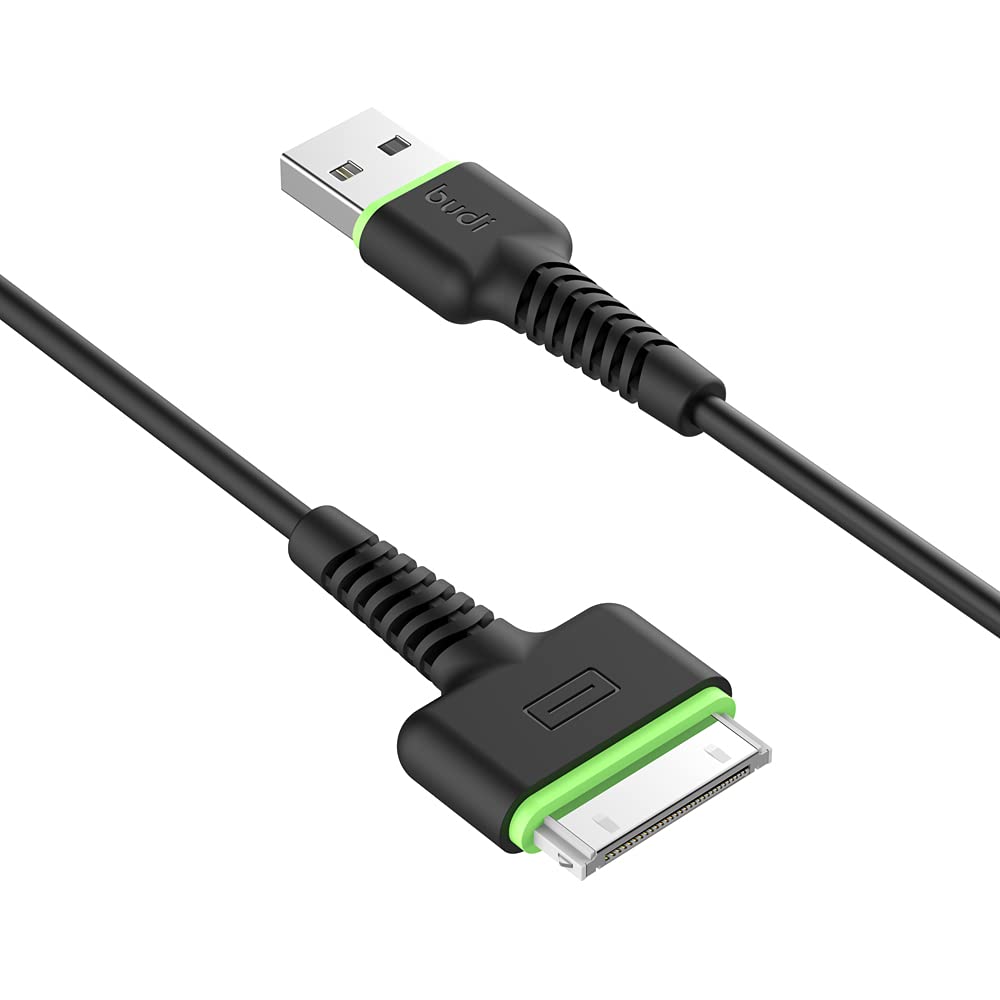 BUDI iPhone 4s Charger Cable IPad Charger 30-Pin Charger for iPhone 4 4S 3G 3GS USB Sync Cable Charging Cable, Base Adapter Data iPod IPad 1 2 3 iPod Nano iPod Touch-Black