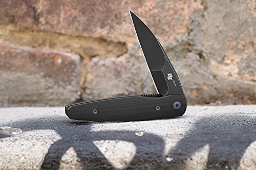DROP + Brad Zinker Dogtooth Liner Lock Folding Pocket Knife, Orange g10 / Satin
