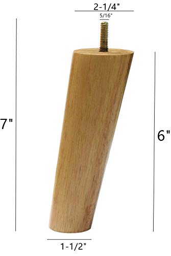 WEICHUAN Solid Rubber Wood Replacement Sofa Couch Chair Ottoman Loveseat Coffee Table Cabinet Furniture Wood Legs(6" Slant Set of 4)