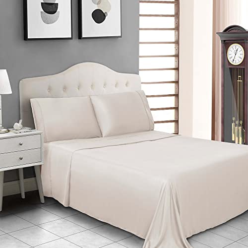 SUPERIOR Modal from Beechwood 300-Thread Count Solid Deep Pocket Sheet Set, King, Ivory, 4-Piece SetxSuperior